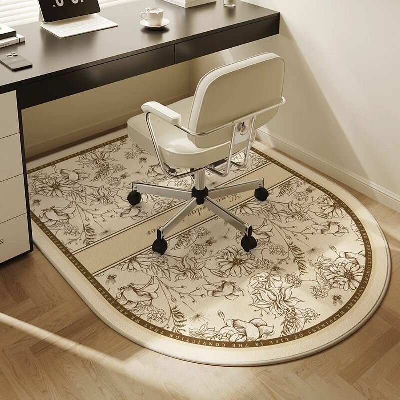 Ковер для компьютерного стола и кресла, французский овальный ковер, нескользящее дно, грязестойкий и износостойкий
