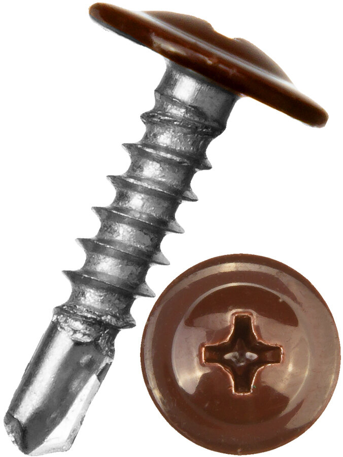 Саморез с прессшайбой АРТ 9998 4,2х19 сверло шоколадно-коричневый RAL 8017, 100 шт