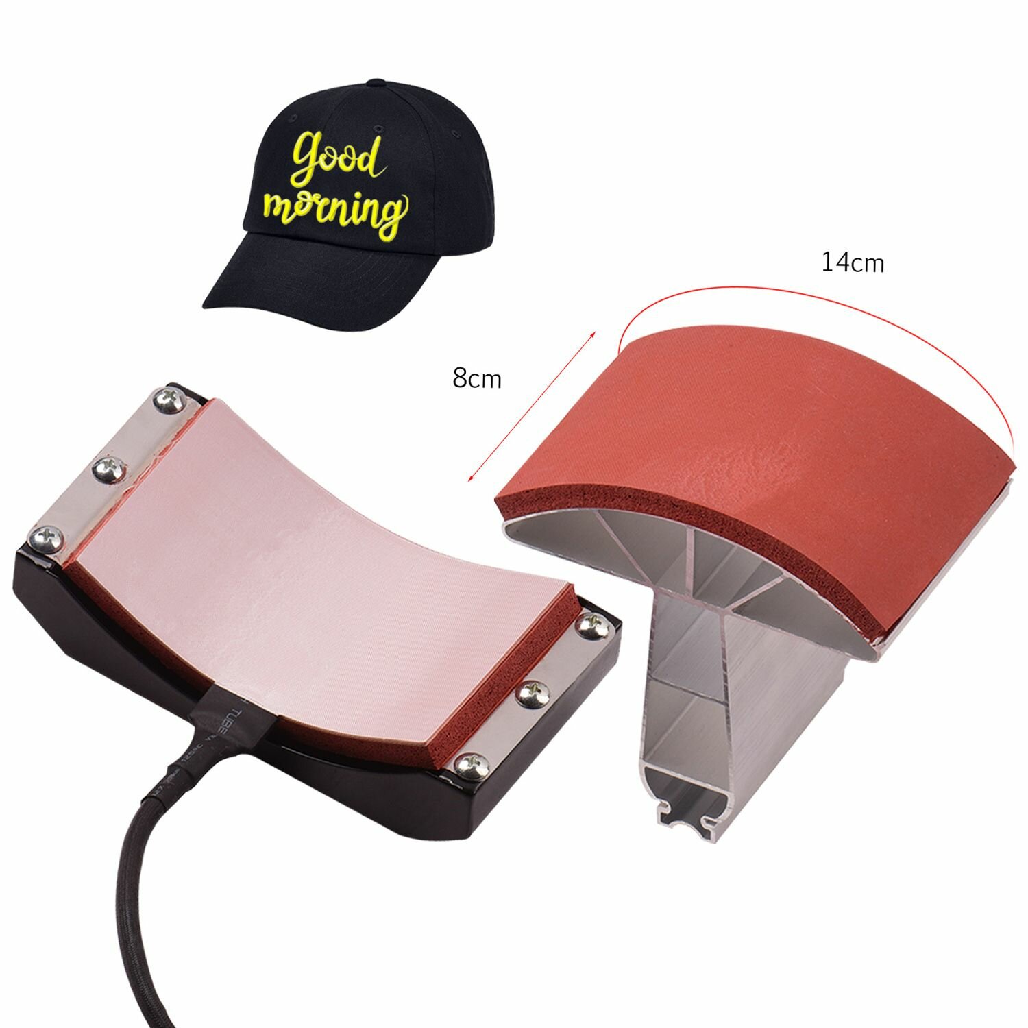 Пресс-коврик для шляп (5.5x3 дюйма, 220 В), силиконовая насадка для термопресса