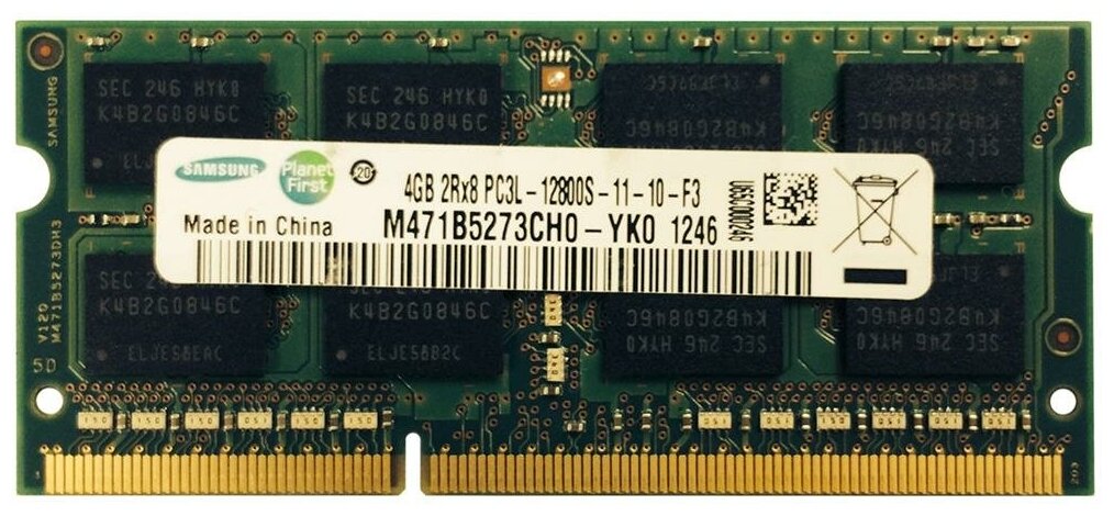 Оперативная память Samsung 4 ГБ DDR3L 1600 МГц SODIMM CL11 M471B5273CH0-YK0