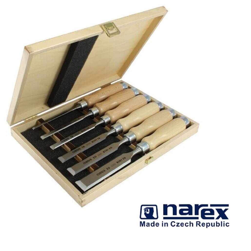 Набор из 6 плоских светлых стамесок NAREX Wood Line Profi 853055 (6,10,12,16,20,26мм)