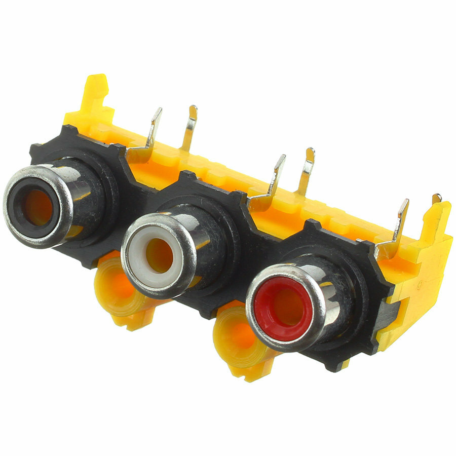Разъем 3RCA(G) RCA-305 (RS-314) 42*27мм на плату