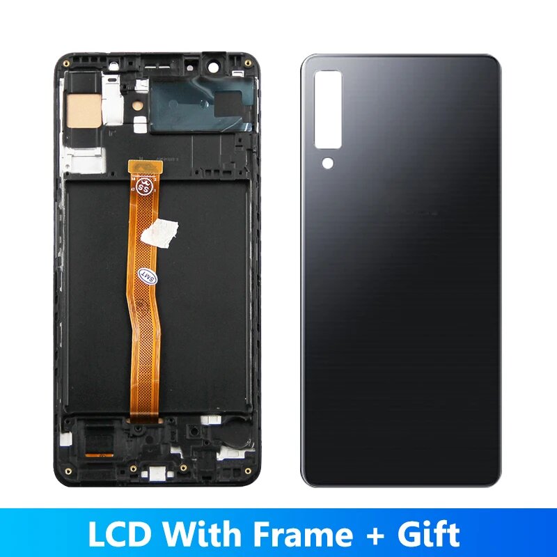 A750 A750F A750FN/DS Экран дисплея со заменой рамки, для Samsung Galaxy A7 2018, ЖК-дисплей, цифровой сенсорный экран в сборе With Frame I Cover