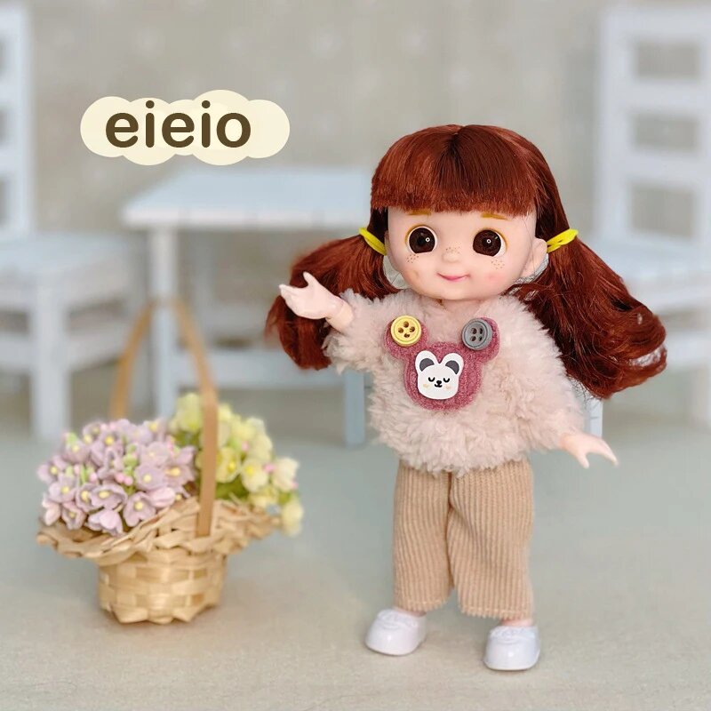 Шарнирная кукла Whiteroom 16 см винил голубые глаза Бежевый, Baby0015, doll with clothes