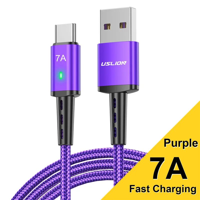7A USB-C кабель Purple 0.3M для быстрой зарядки