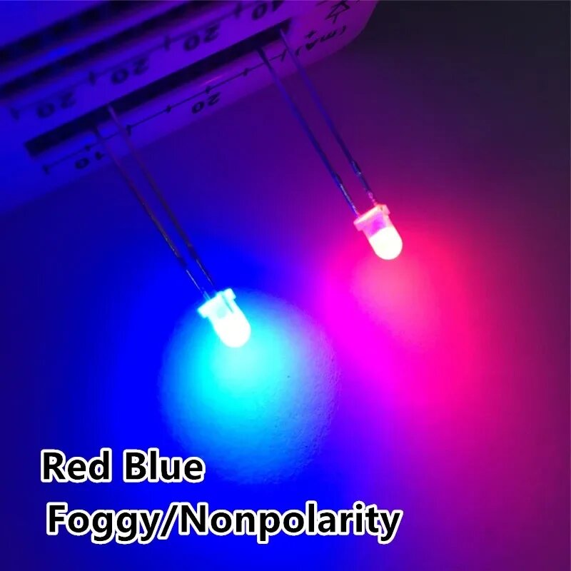 Светодиоды 3мм Red Blue Milky