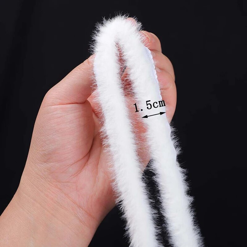 Лента искусственный мех 1 метр Белый, White 1.5cm