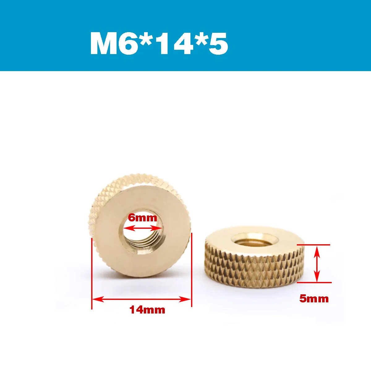 Латунная гайка M6x14x5, цвет: 2pcs