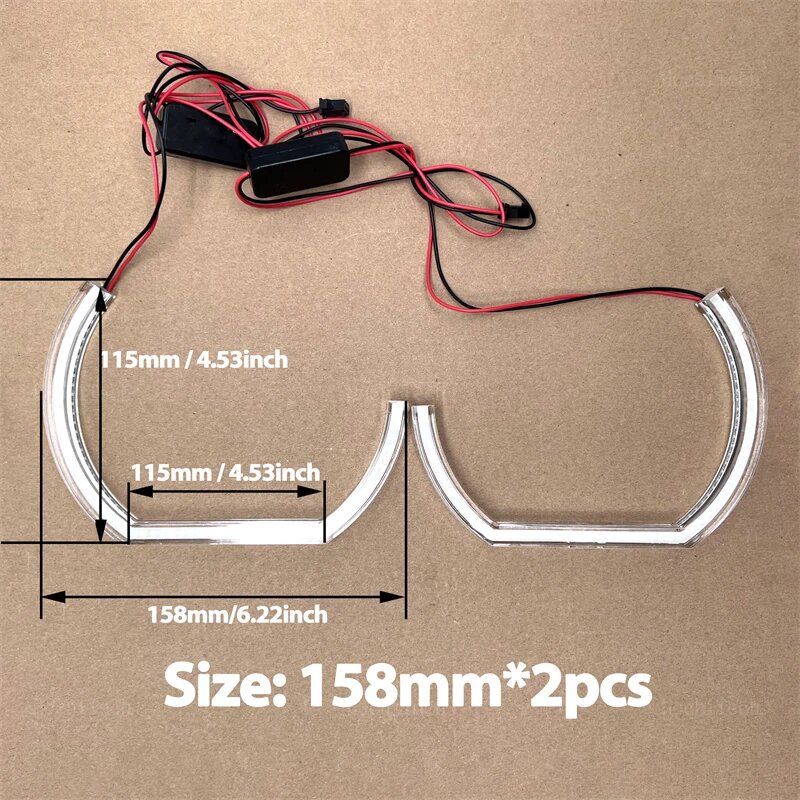 Автомобильный Стайлинг, белые фотокольца для BMW X1 X3 X5 X6 E70 E71 Z3 Z4 E30 E32 E34 E36 E38 E53 E60 E61 E85 F30, комплект ламп Angel Eyes 2pcs 158mm C-shaped