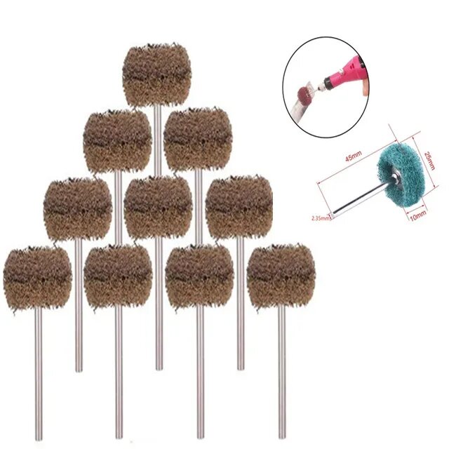 Набор аксессуаров для дрели Dremel, нейлоновые щетки, 10 шт. 2.35mm, Yellow-10pcs