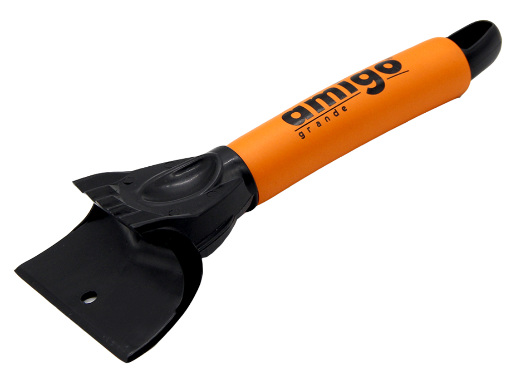 Амиго скребок для льда пластик черный/оранжевый 27см