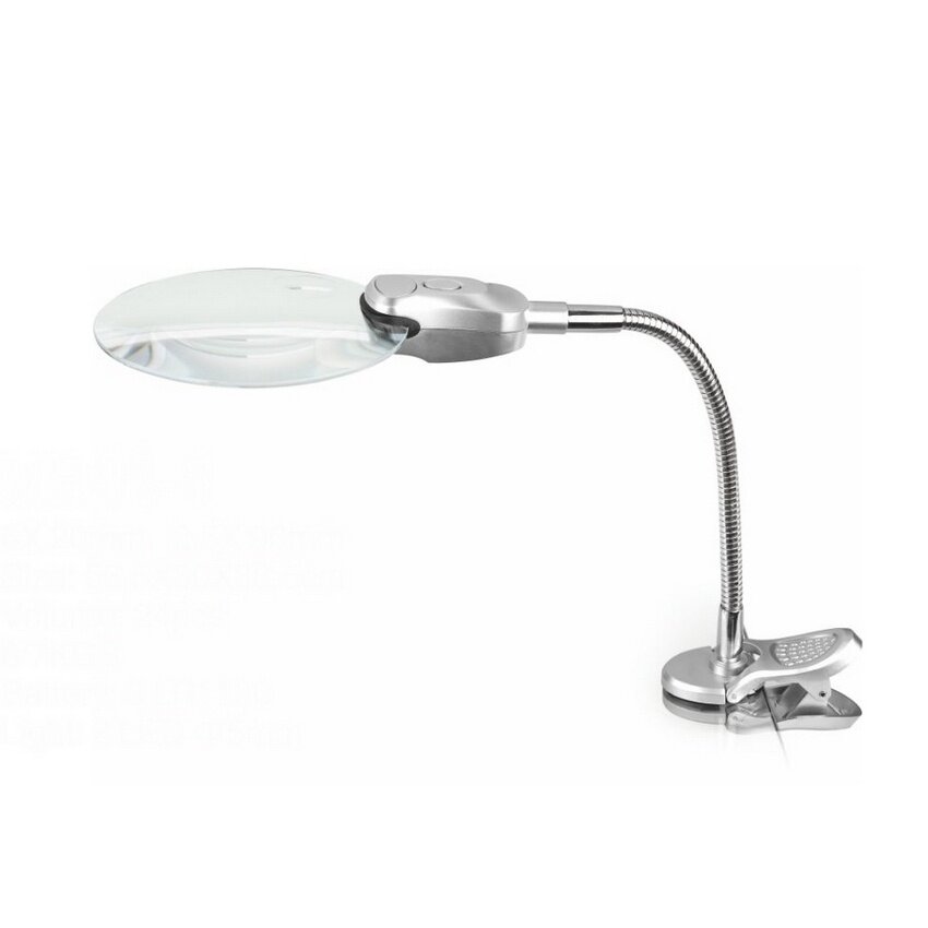 Лупа настольная Рукоделие на прищепке с подсветкой, размер линз 90 мм, 20 мм