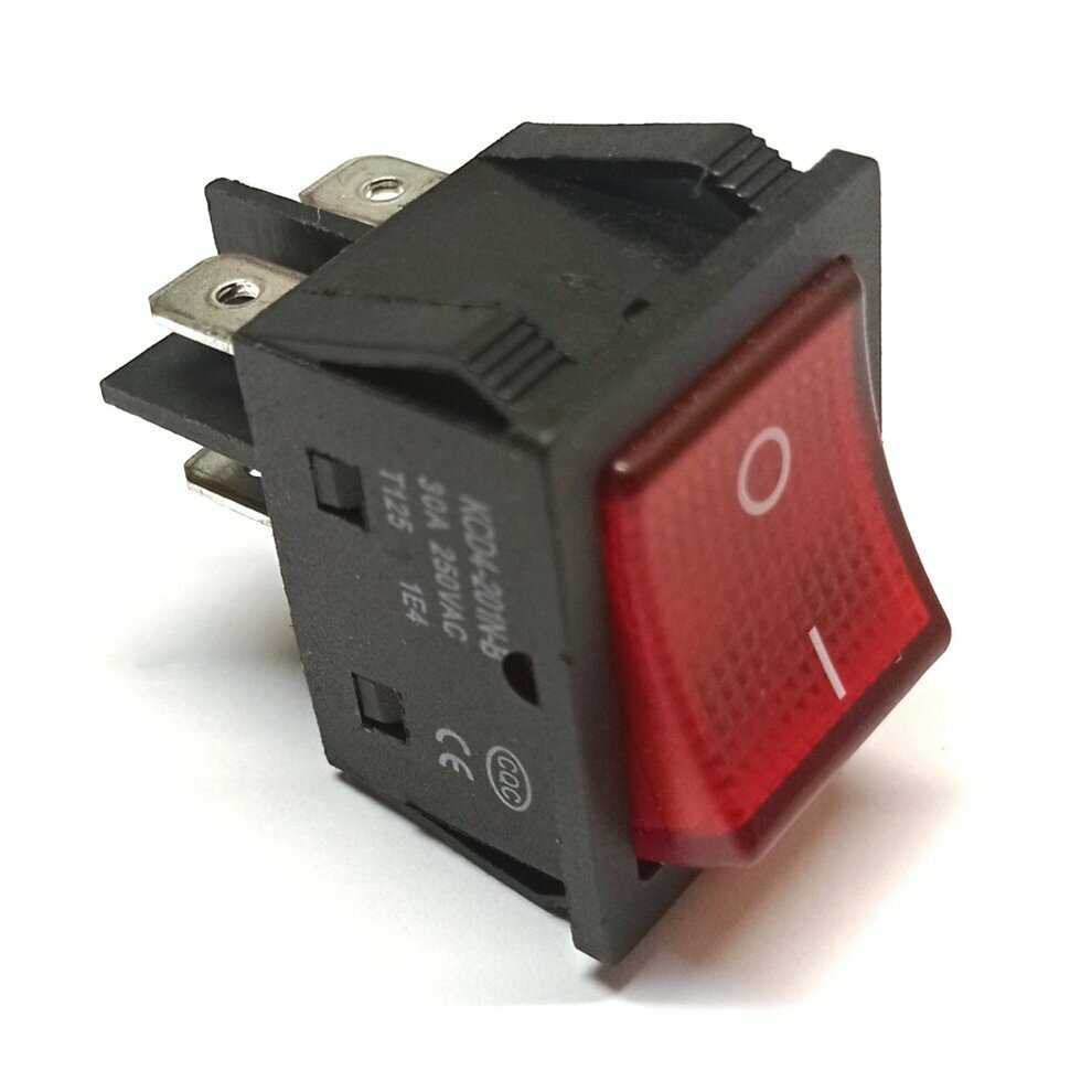 Выключатель клавишный рокерный с подсветкой кнопка KCD4-201N-B 30А 250В 4 контакта