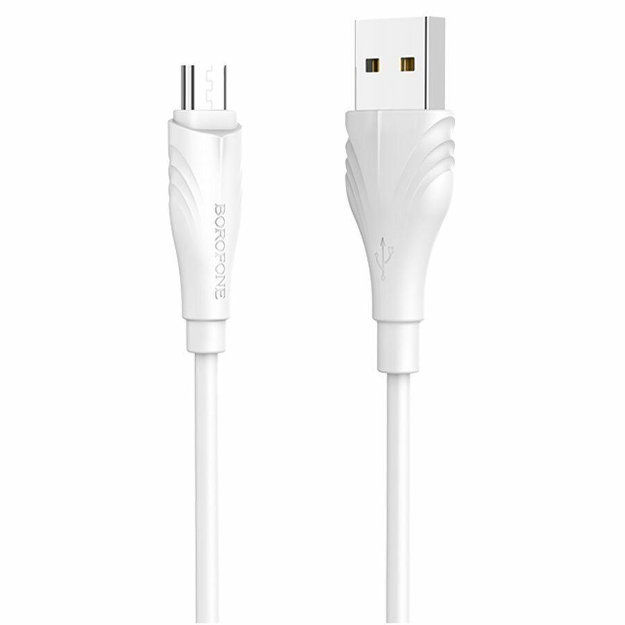 Кабель USB - микро USB "Borofone BX18 Optimal" 1м, круглый, 2.4A, силикон, цвет: белый