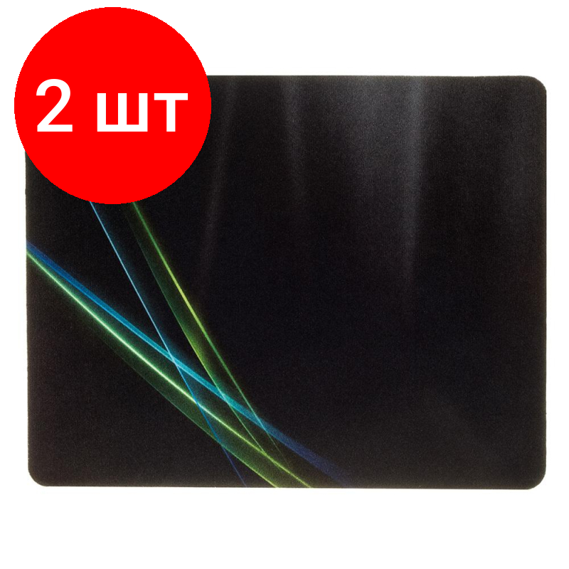 Комплект 2 штук, Коврик для мыши Oklick OK-F0250 Мини рисунок/линии неоновые 250x200x3мм