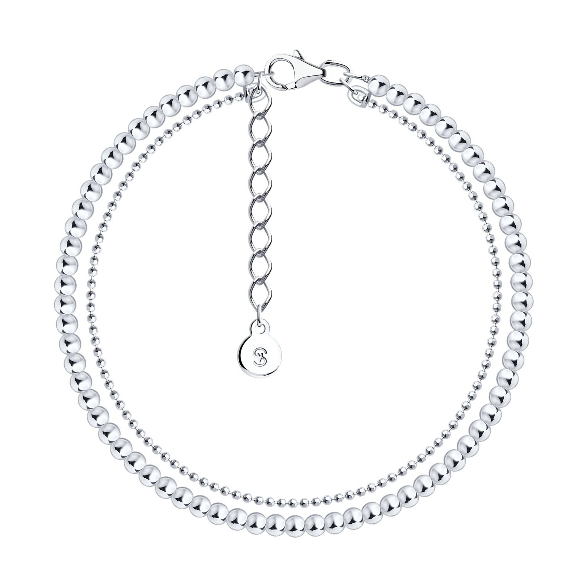 Глидерный браслет, серебро, 925 проба, родирование