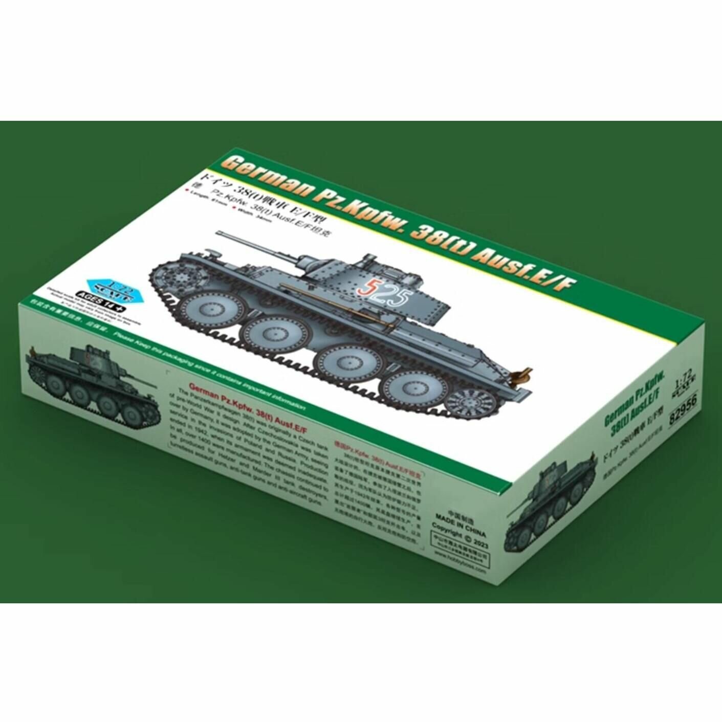 Хобби Босс 82956 1/72 Pz.Kpfw. 38(t) Ausf. E/F, комплект пластиковой сборной модели танка для коллекционеров и диорам, реалистичная миниатюра для моделизма