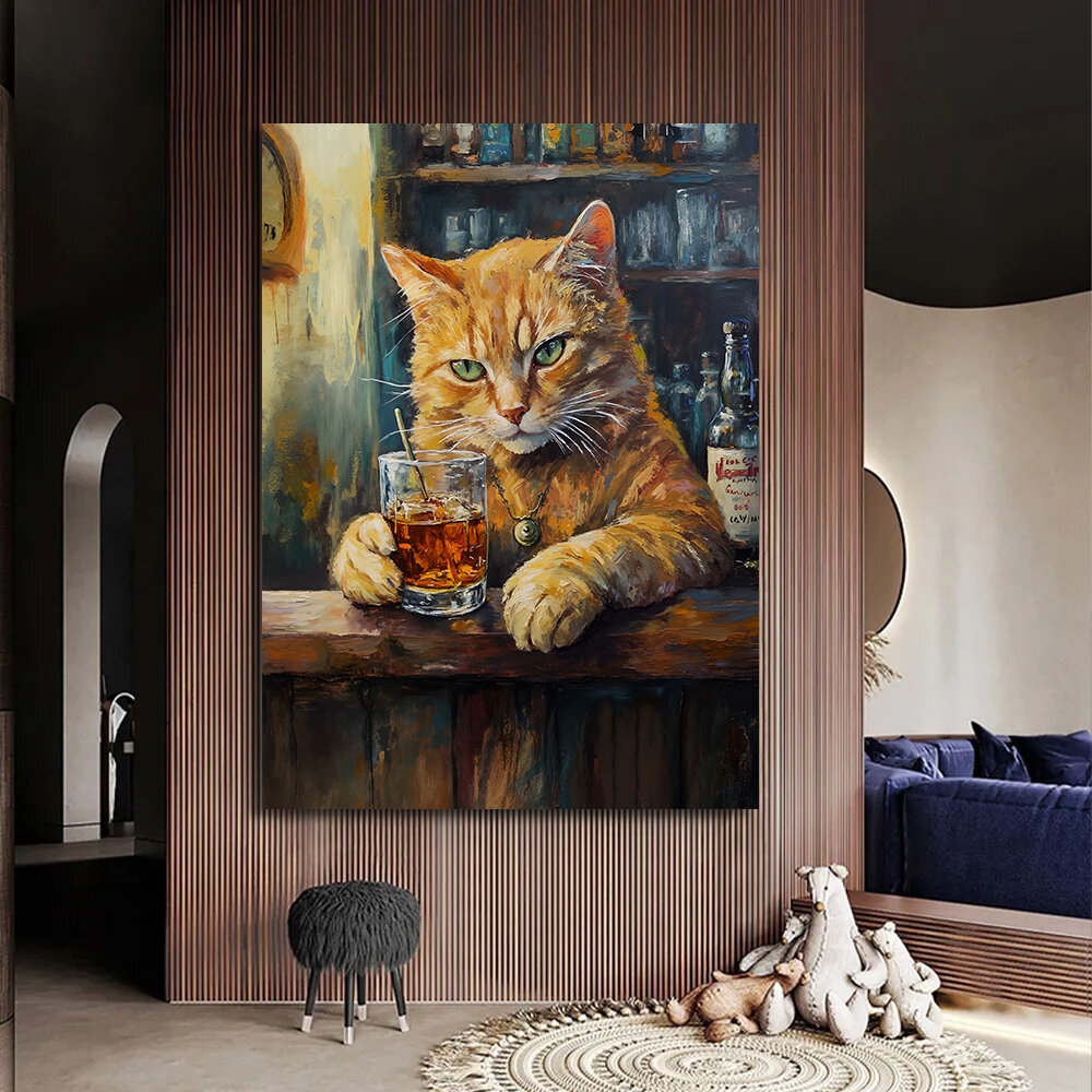 КОТ / прикольные картины для интерьера с животными, 60х80 см.