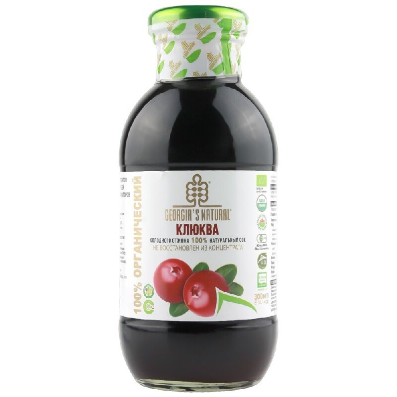 Сок GEORGIA'S NATURAL ORGANIC из клюквы холодный отжим /стекло/ 300мл