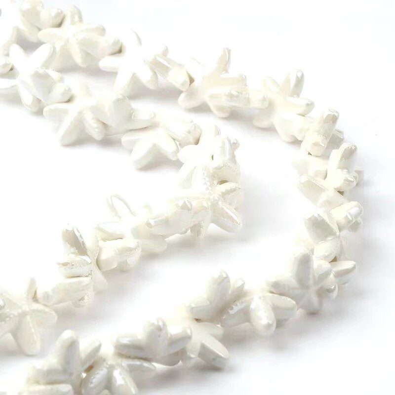 Керамические бусины морская звезда 10 шт Белый, 08 White