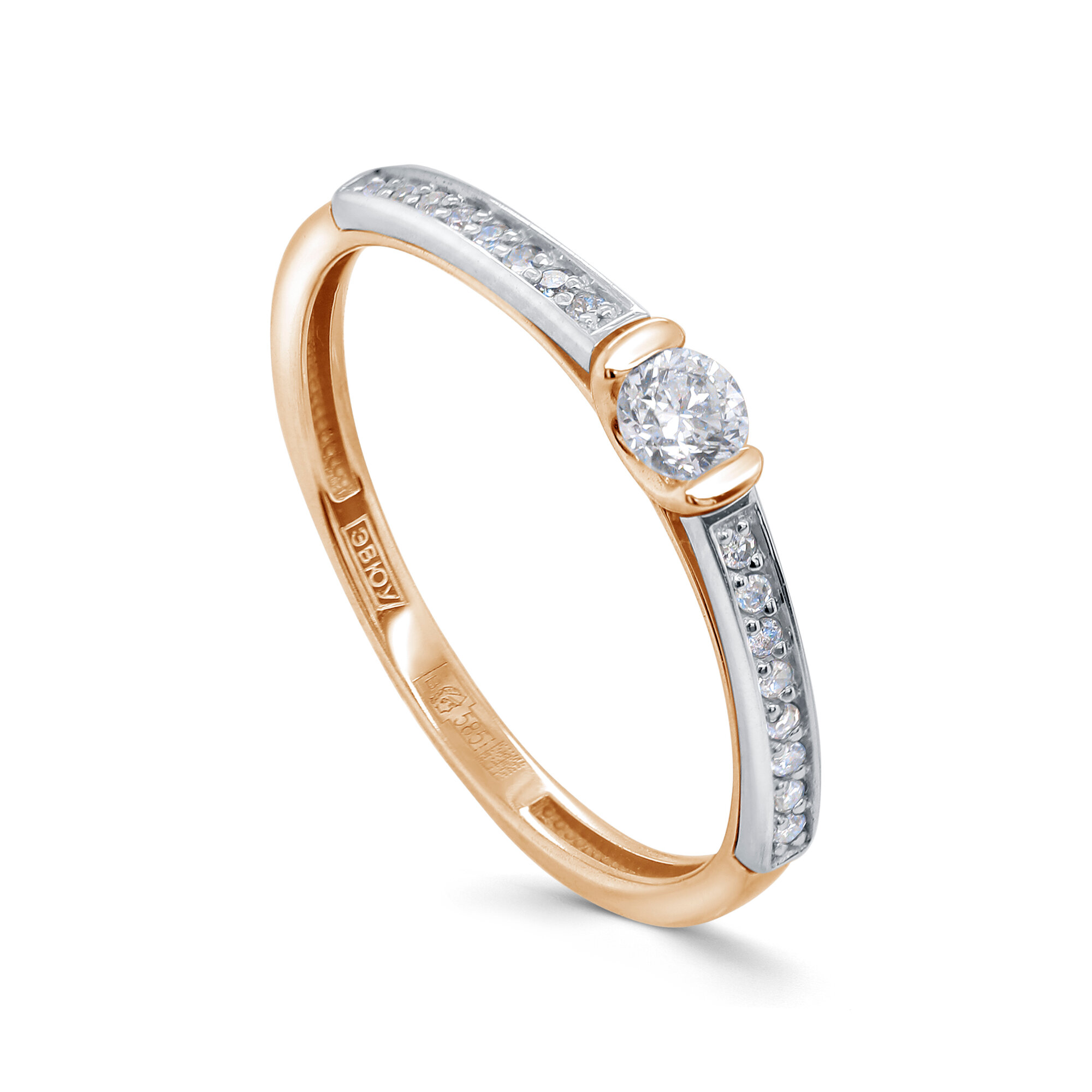 Кольцо помолвочное, красное золото, 585 проба, бриллиант