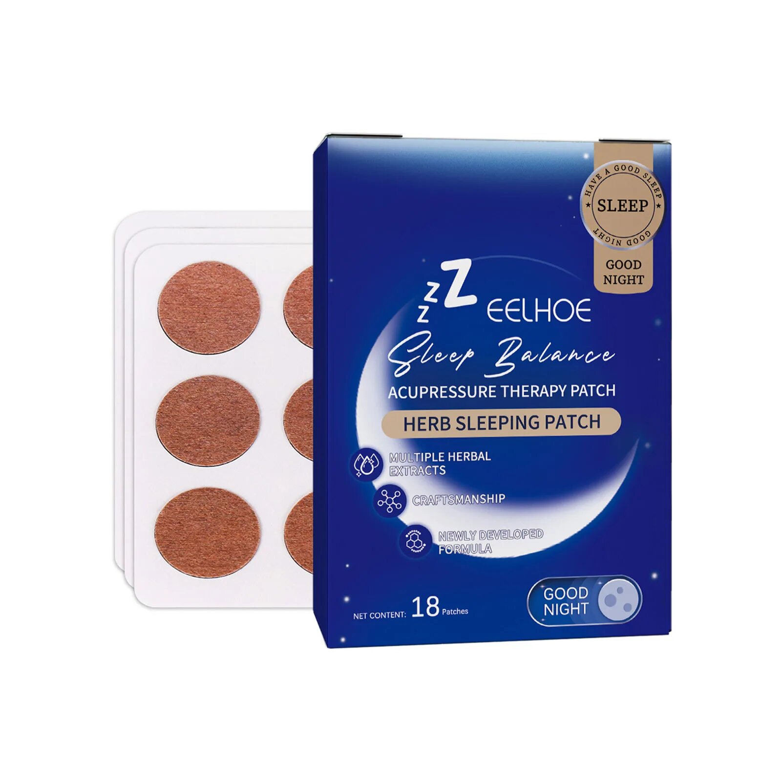 18 шт, пластырь для помощи во сне, натуральный, снимает ночное время, мечтает, стресс, тревога, улучшает бессонницу, мозг, расслабляет, быстрые, хорошие пластыри для сна