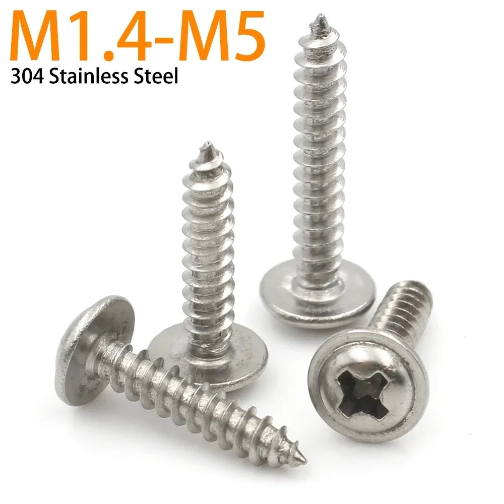 Саморезы Zimir из нержавеющей стали M1.4-M5 с крестообразным шлицем M2.0x50pcs, 5mm