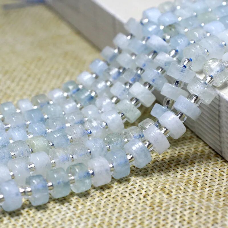 Бусины LUOMAN XIARI аквамарин лабрадорит пренит 4*6 мм Голубой, Aquamarine