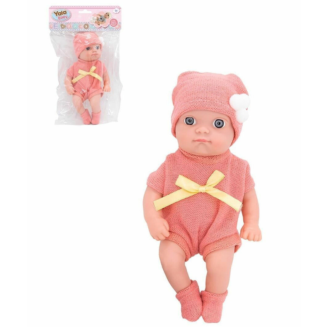 Yala baby Пупс 22 см в коралловом комбинезоне с бантиком YL2080K-B с 3 лет