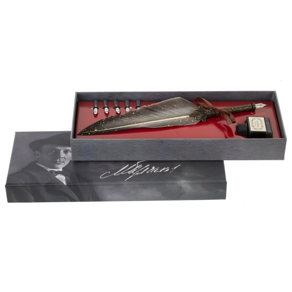 Набор подарочный: ручка перьевая, 5 наконечников, чернильница, L=28 W=11,5 H=4 см