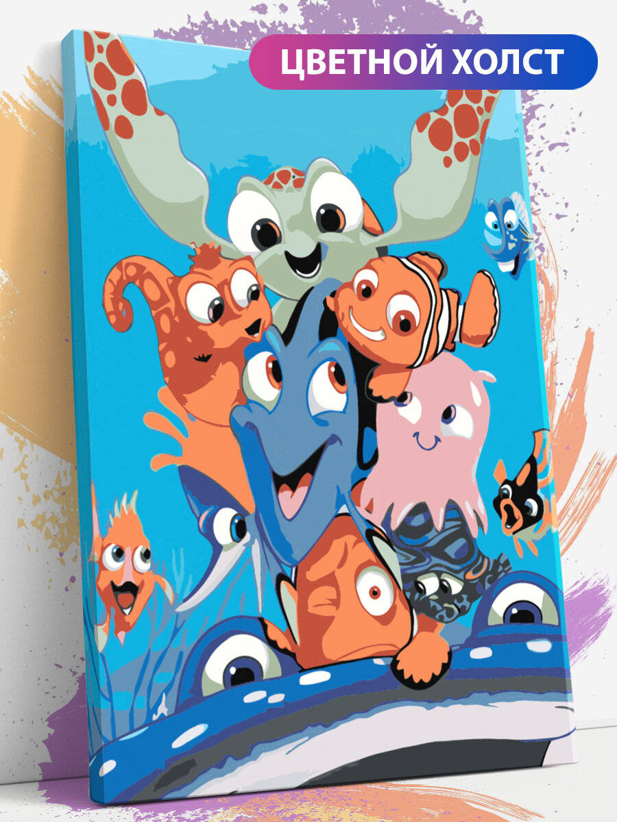 Картина по номерам на холсте с подрамником "Немо. Мультфильм. Рыбка", 30х40 см