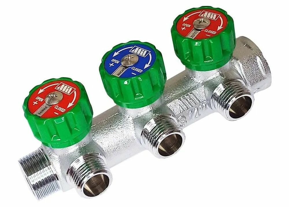 Коллектор регулирующий для водоснабжения Millennium 3/4" х 1/2" на 3 выхода под плоский. Арт. MKRP33412