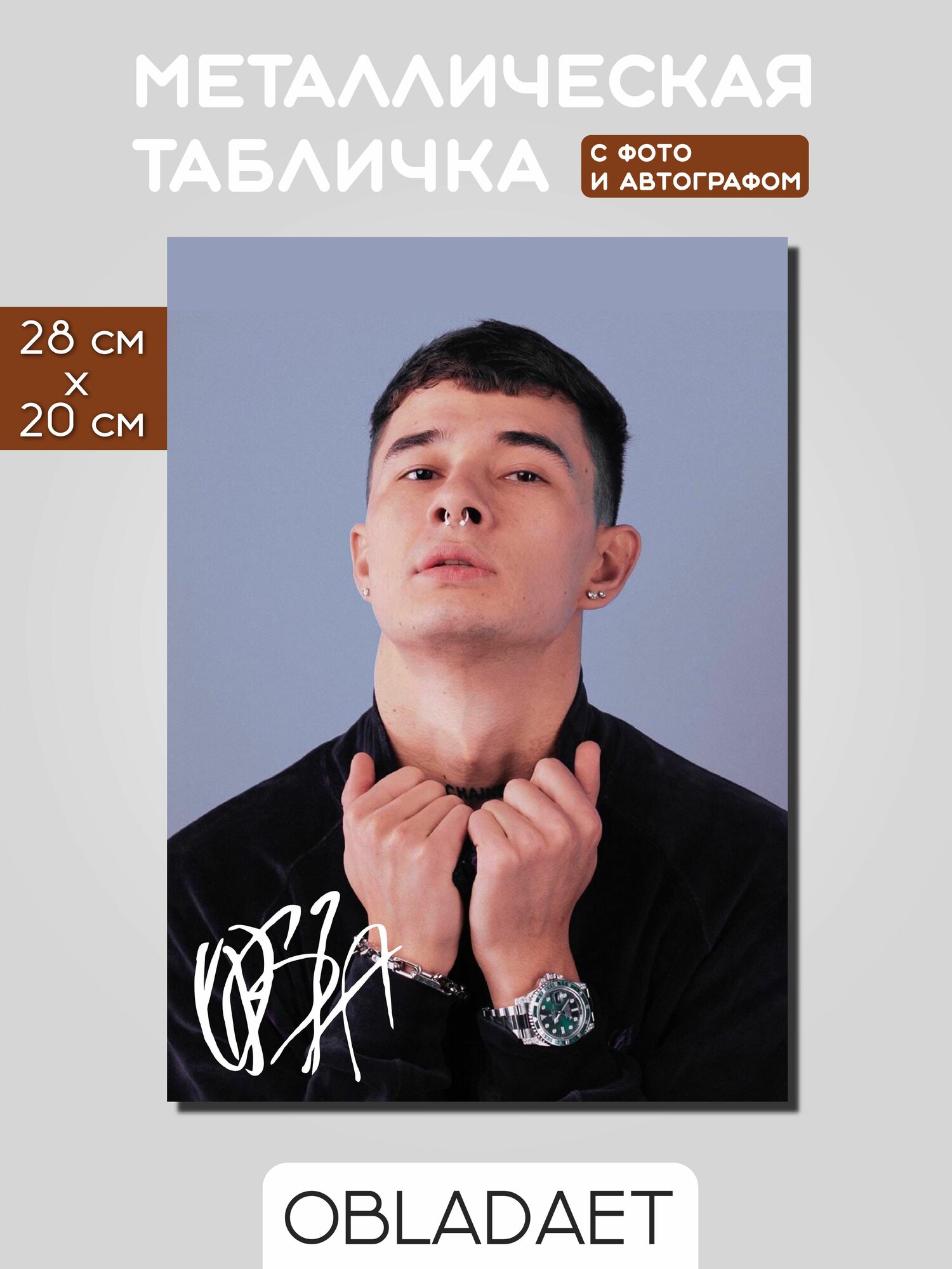 Автограф и фото на металлической табличке Obladaet