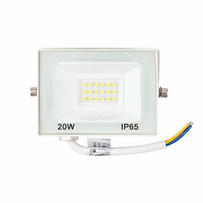 Прожектор светодиодный СДО 20Вт 1600Лм 5000K нейтральный свет, белый корпус REXANT