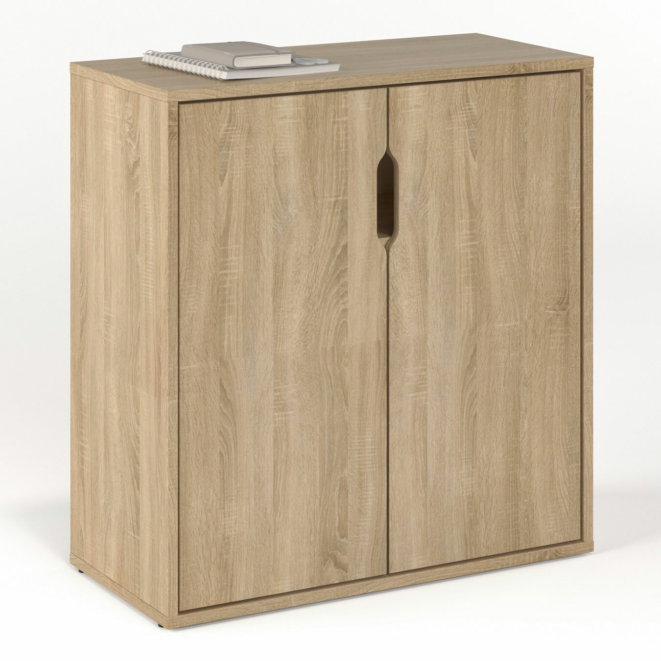 Двухдверная тумба с 2 вкладными полочками МагМебель Б-08 дуб сонома
