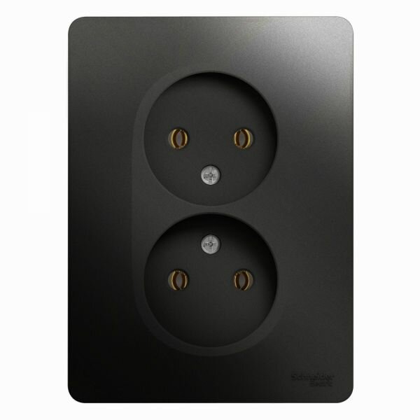3 шт. Systeme Electric Glossa Антрацит, Розетка 2-ая без заземления ,16А, GSL000720
