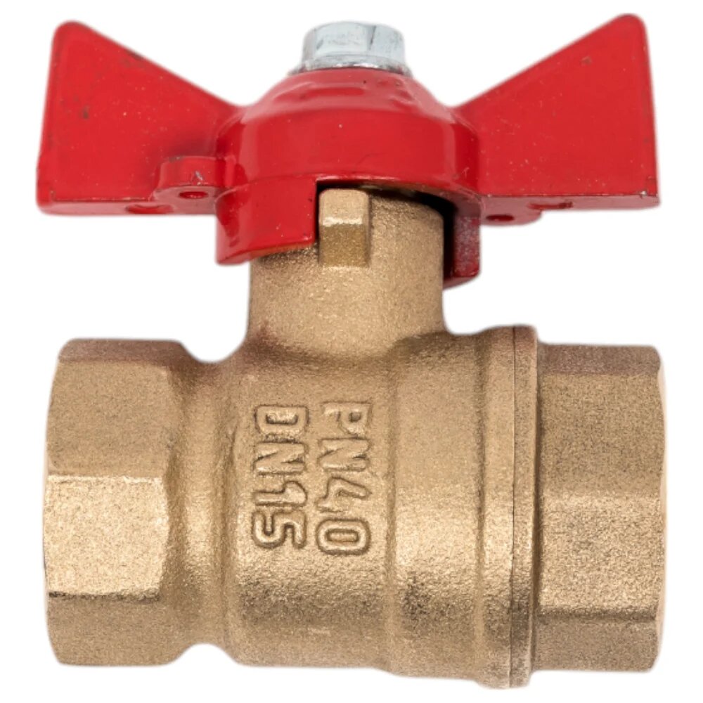 Кран шаровой Valfex N/P59 бирка для воды, 1/2" ВР/ВР, ручка-бабочка, латунный