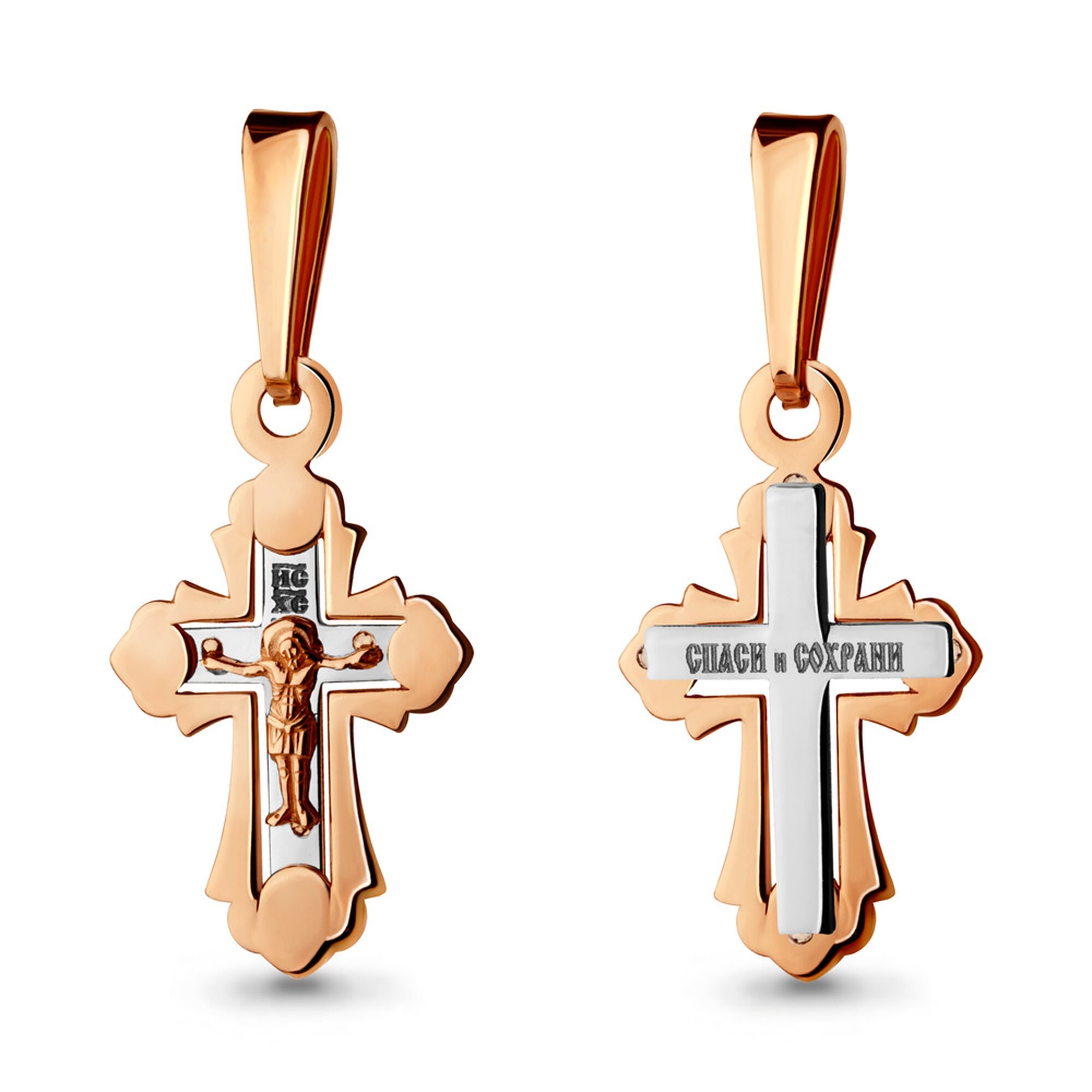 Крестик, красное золото, 585 проба