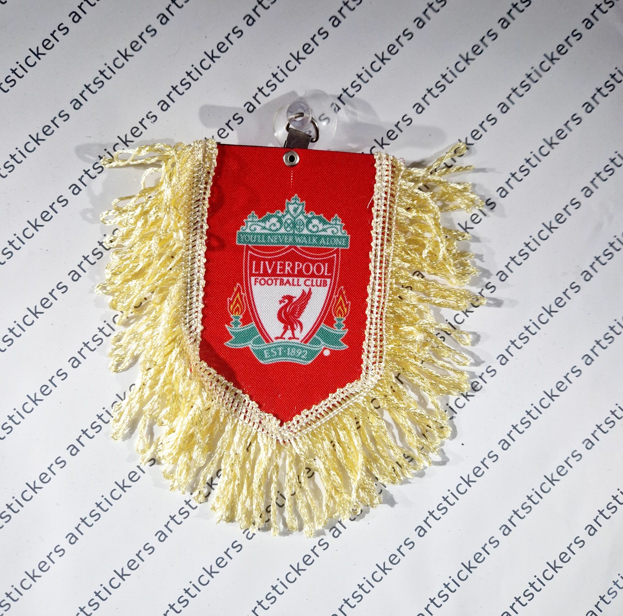 Вымпел ФК Ливерпуль FC Liverpool, 9х13см + бахрома 2см, двусторонний на присоске, ткань, аксессуар для авто
