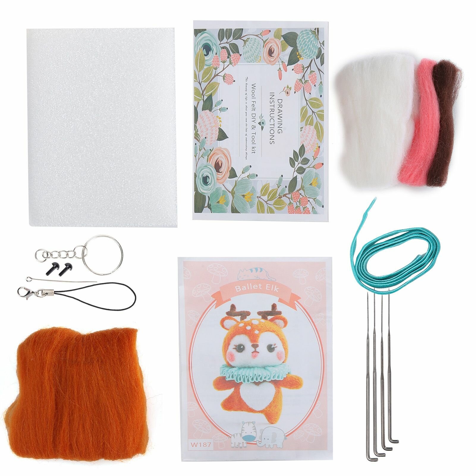 Набор для валяния 187# Балетный олень, искусственная шерсть, для начинающих