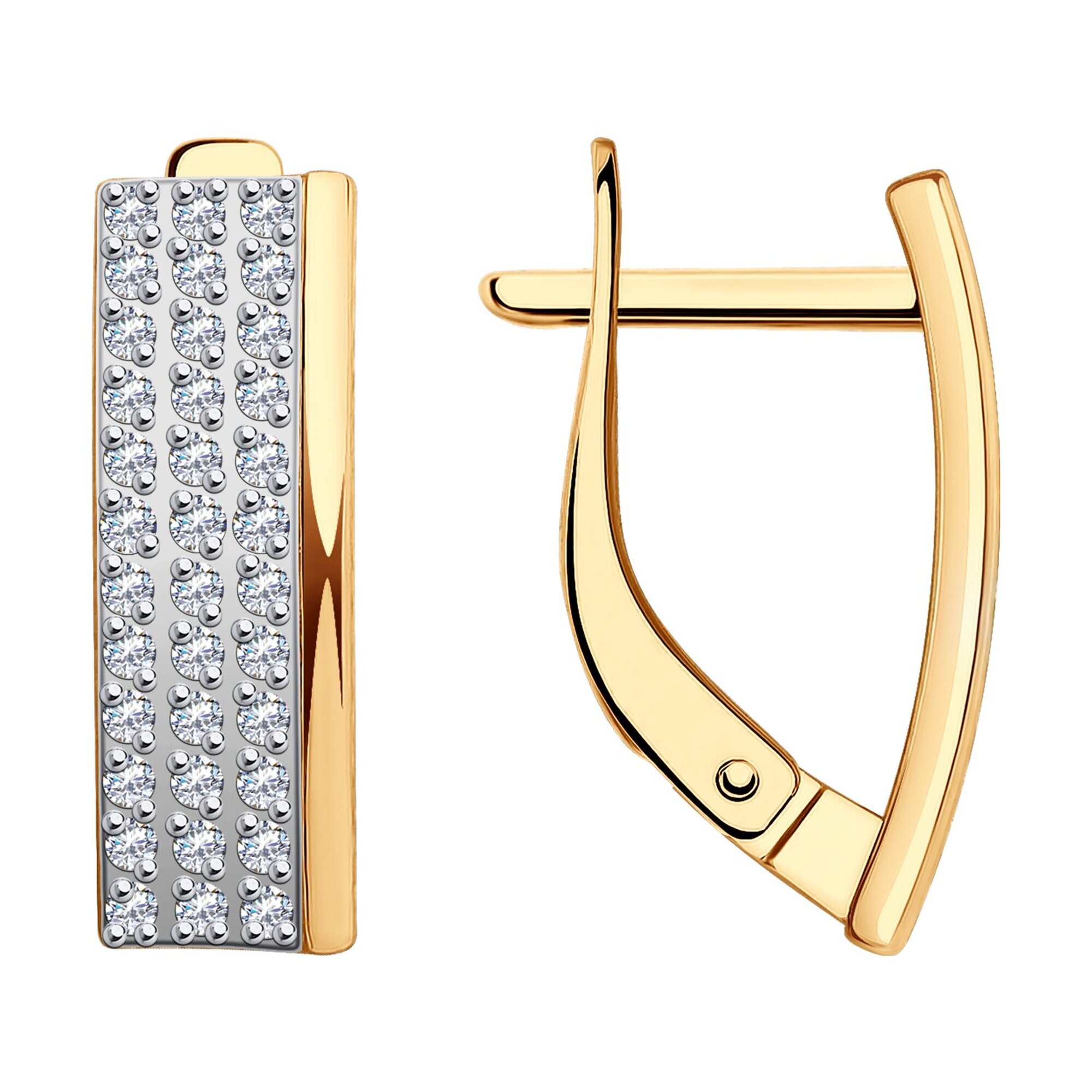 Серьги, красное золото, 585 проба, фианит