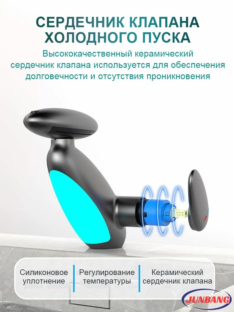 CIJMWANG Смеситель для раковины с выдвижной лейкой, 4 режима подачи воды, поворот на 360, светодиодная подсветка