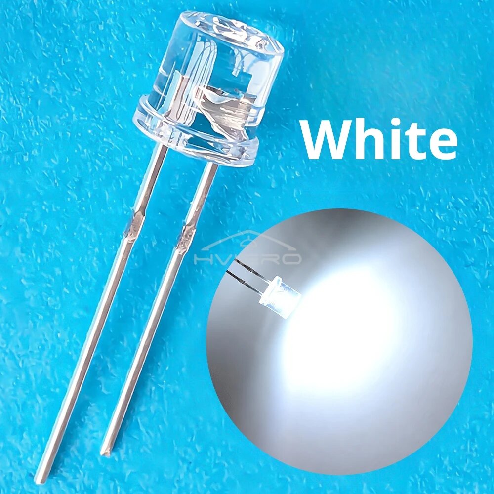 100X угловой светодиод мин. F5 5 мм с плоским верхом, белый, красный, розовый, желтый, синий, широкий, прозрачный светодиодный шарик, ультра яркая лампа накаливания