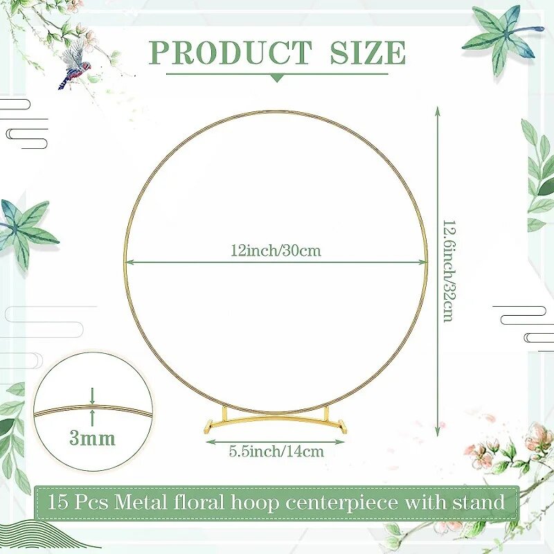 Круглый шестигранный металлический обруч, венок, рамка, проволочное кольцо, держатель цветочной гирлянды, кольца «сделай сам», декор для дня рождения, свадьбы, стола, венок