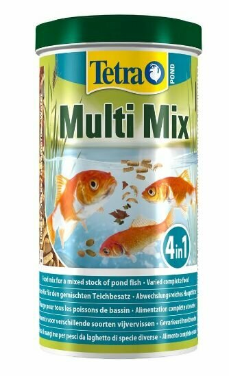Pond MultiMix 1л, корм для прудовых рыб, гранулы, хлопья, таблетки, гаммарус