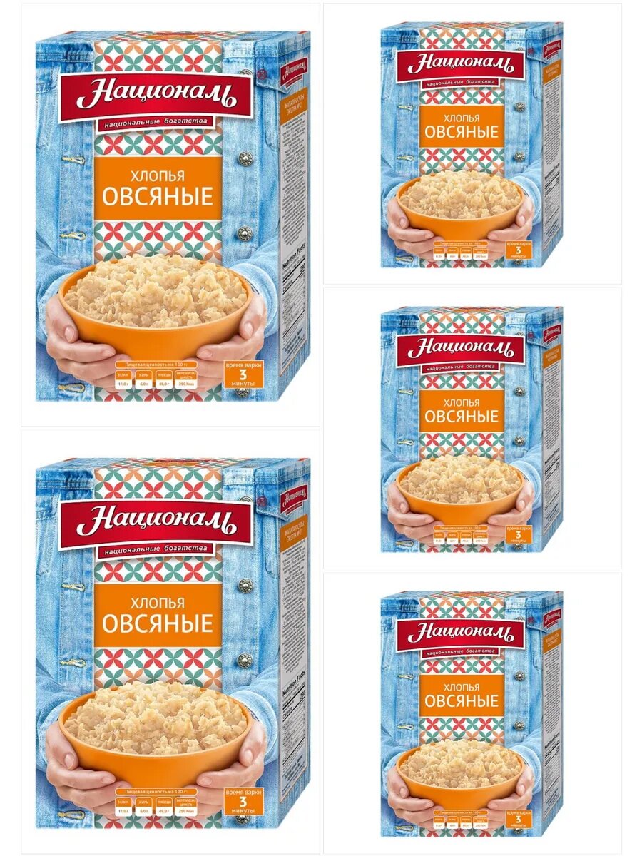 Хлопья Националь овсяный Экстра 400 г 5 уп