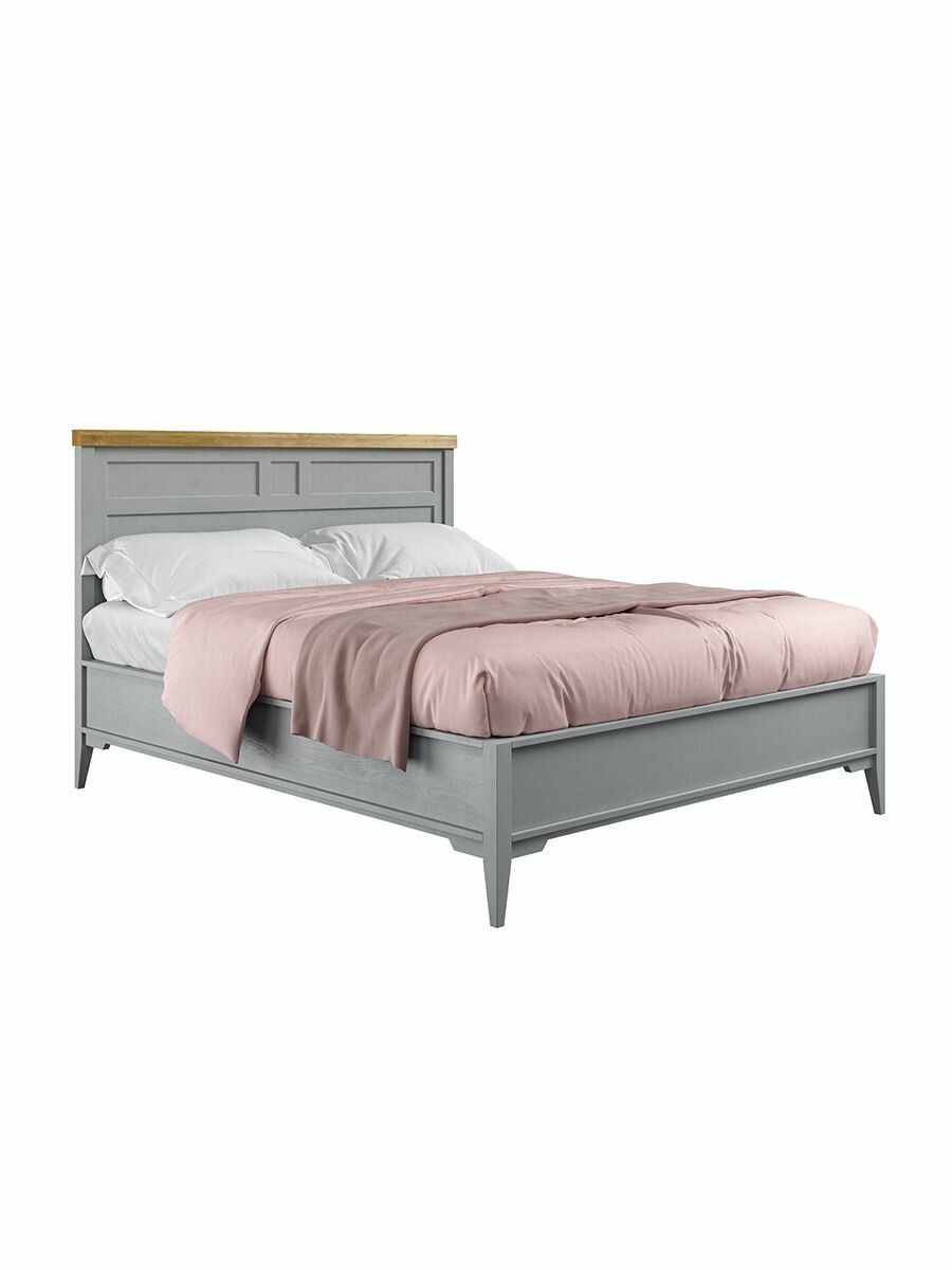 Кровать ММЦ Спальня Бон Вояж 160 (ФА) (серый №7042/антик №24) (2) из массива сосны