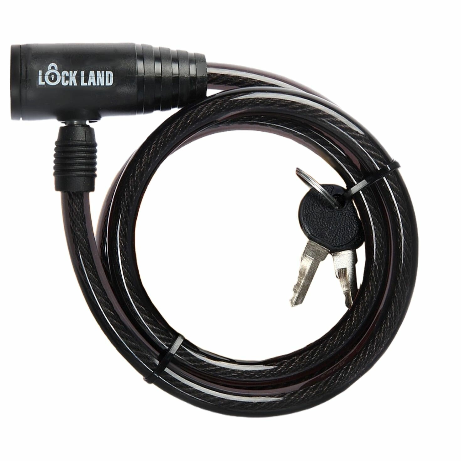 Велосипедный навесной замок Lockland, противоугонный тросовый велозамок с английским ключом и пластиковой ручкой, 2 ключа в комплекте, 10 х 1000 мм.