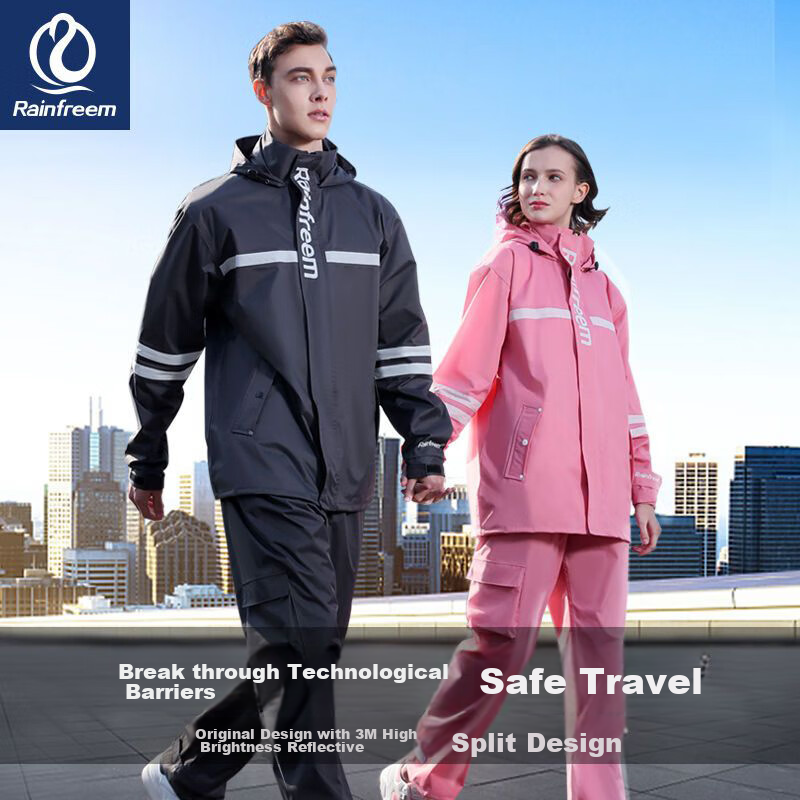 Qinfei Manyu Raincoat Motorcycle Electric Vehicle Riding Raincoat Split Type Suit Anti-Storm Rain Men and Women Models Raincoat Light Khaki 4XL