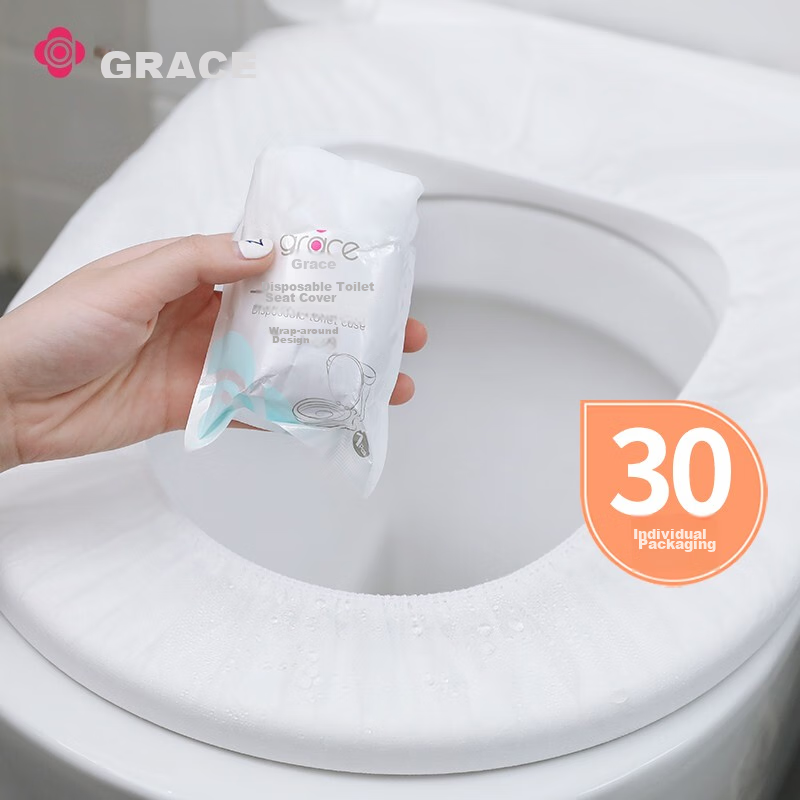 Grace Disposable Toilet Seat Covers, Waterproof, Anti-Dirty, Portable for Travel, Outdoor Use, Non-Woven Fabric, Waterproof, 30 Pieces